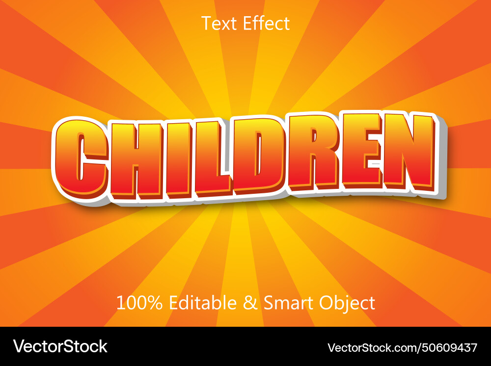Children editable text effect 3d emboss cartoon Vector Image