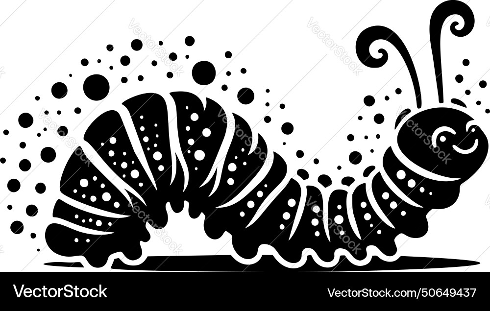 Cute caterpillar in monochrome art Royalty Free Vector Image