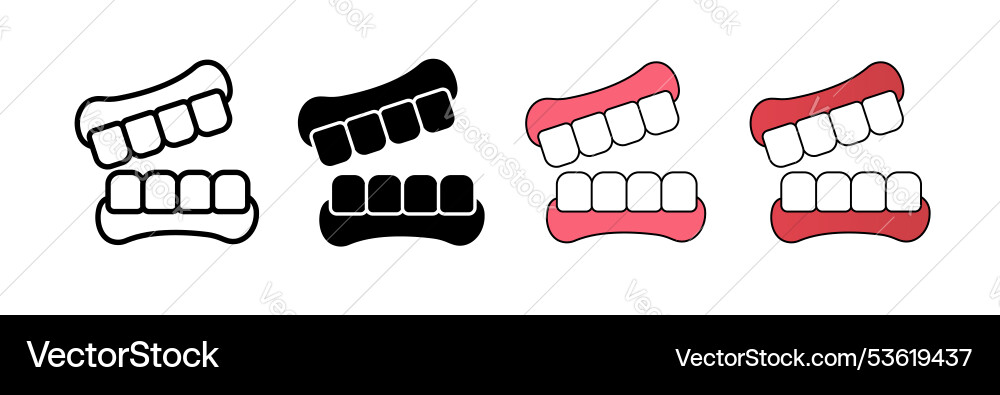 False jaw icon set prosthetic denture teeth Vector Image