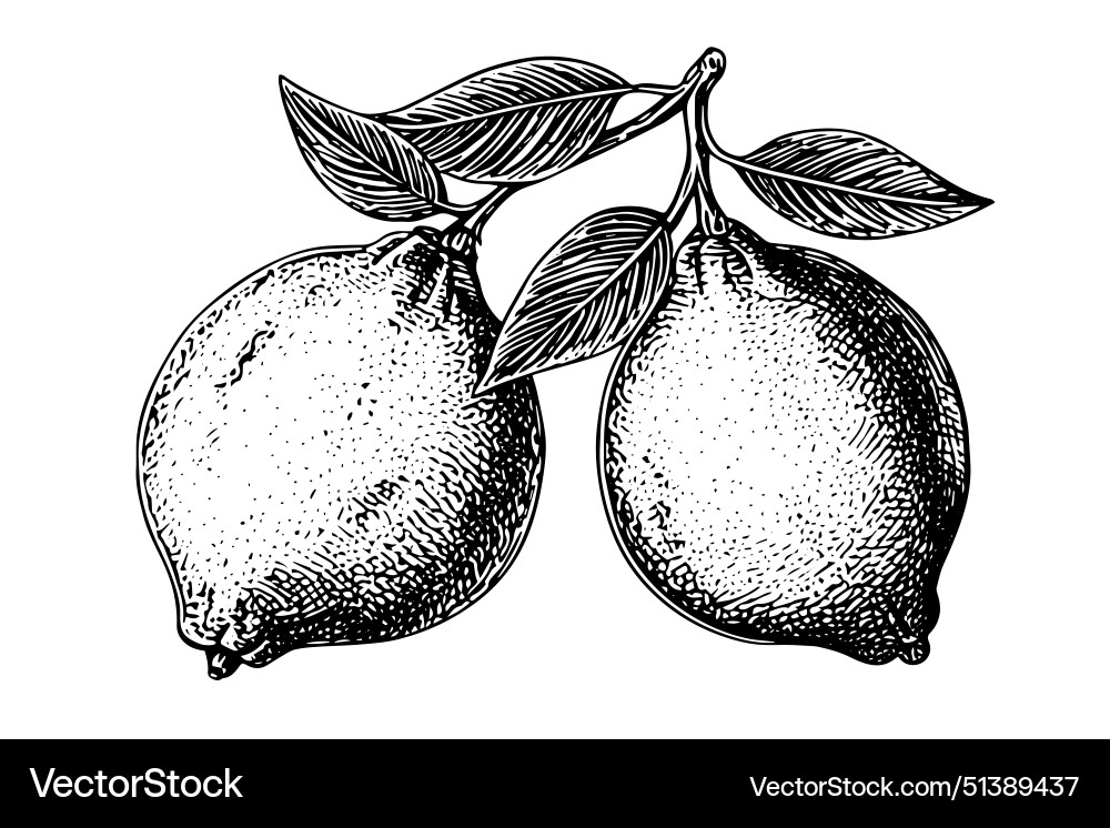 Hand drawn ink sketch of lemon Royalty Free Vector Image