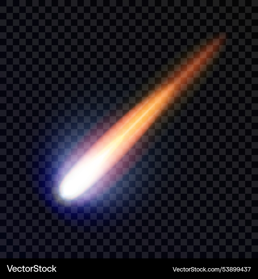 Isolated light effect of a burning flying comet Vector Image
