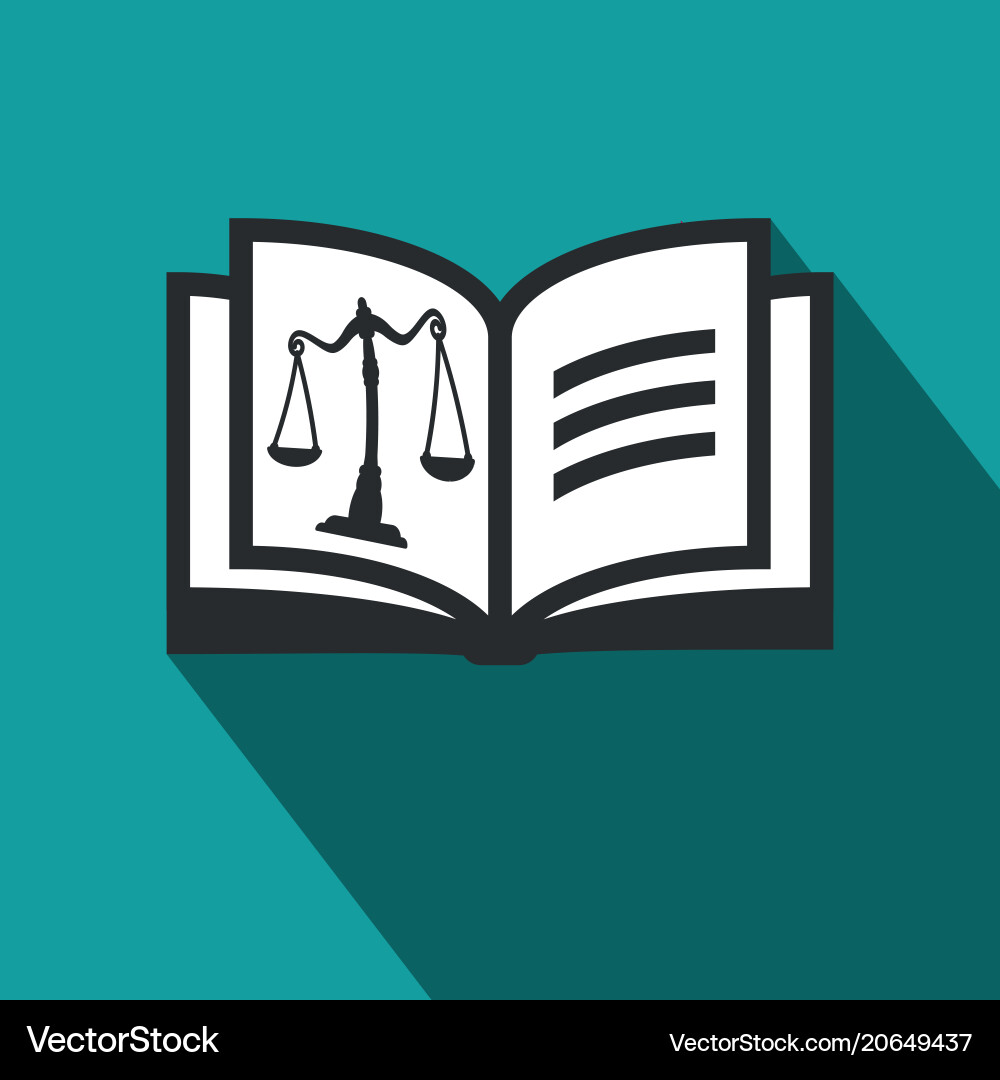 Law open book symbol with justice scales - flat Vector Image