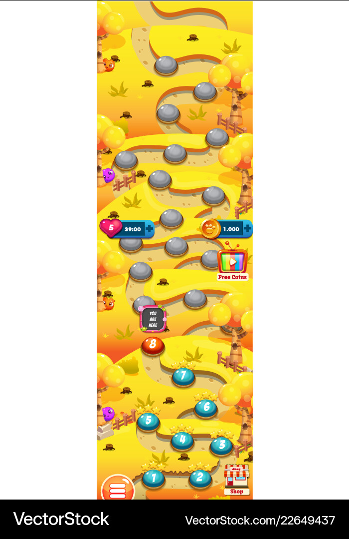 Level world map for mobile games - assets Vector Image