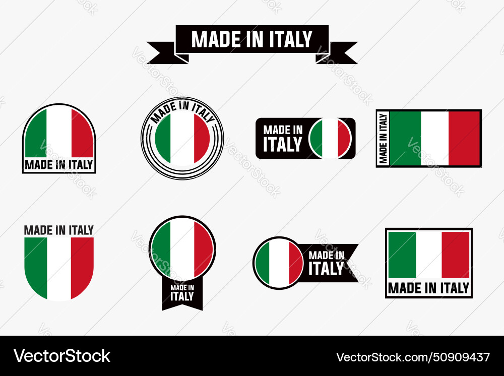 Made in italy label signs collection Royalty Free Vector
