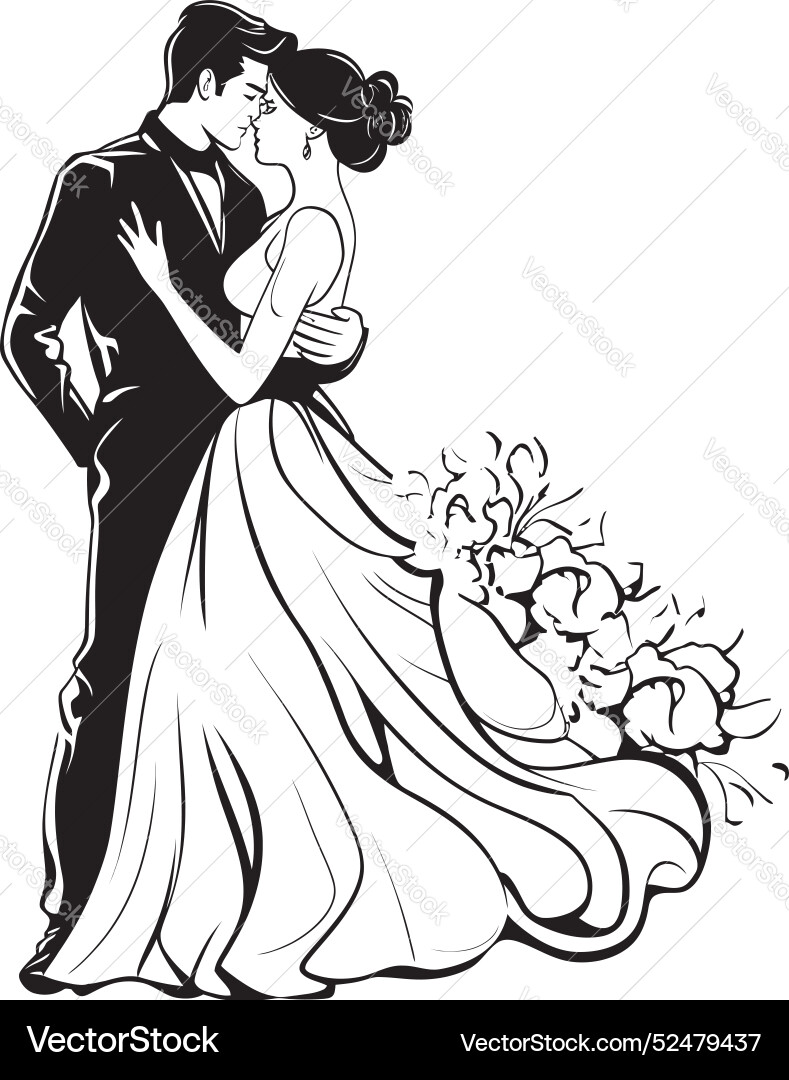 Matrimony mark bride and groom emblem forever Vector Image