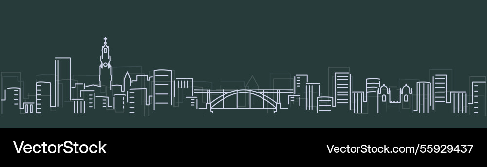 Porto simple lines skyline on dark background Vector Image