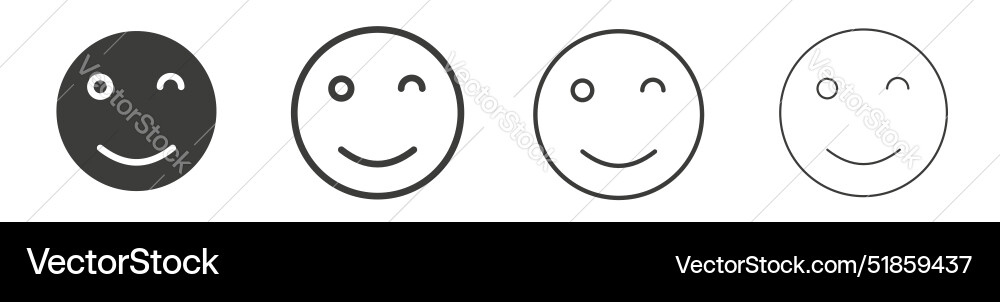 Smile wink icon set eye smiley blink Royalty Free Vector