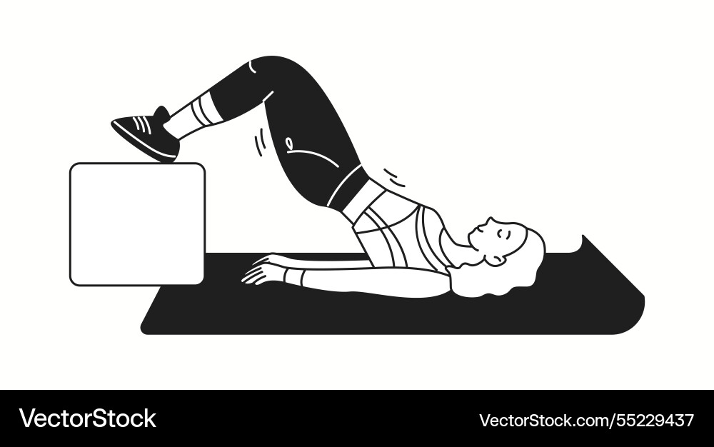 Woman athlete performs bridge exercise using box Vector Image