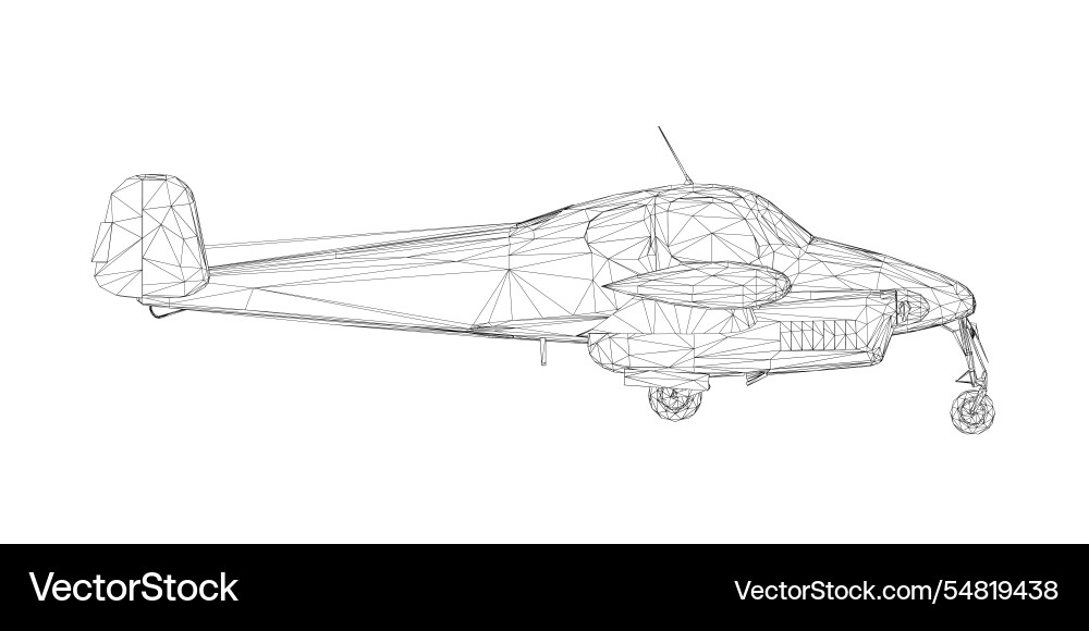 Airplane wireframe with propeller from black Vector Image