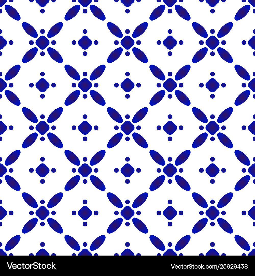 Blue and White Ceramic Pattern Royalty Free Vector Image
