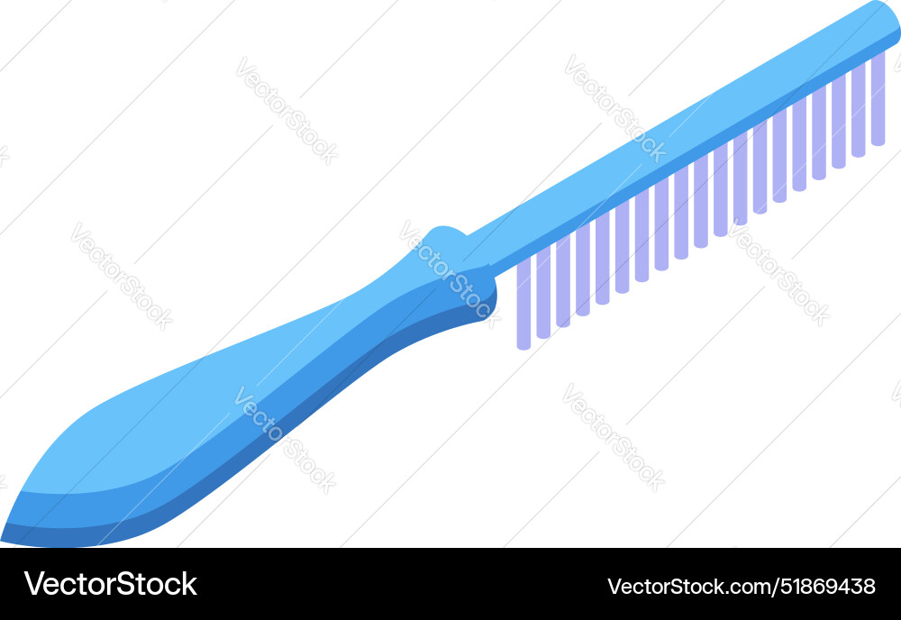 Blue hair comb lying horizontally isolated Vector Image