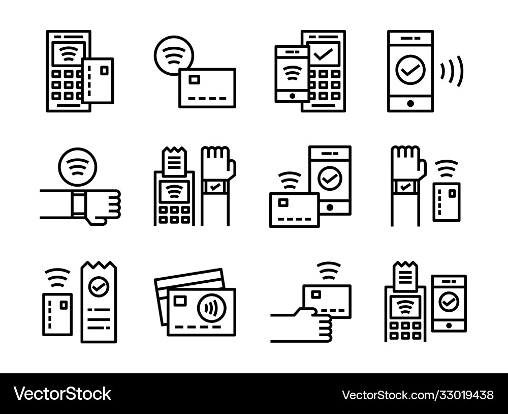 Contactless payment icon thinline style symbols Vector Image