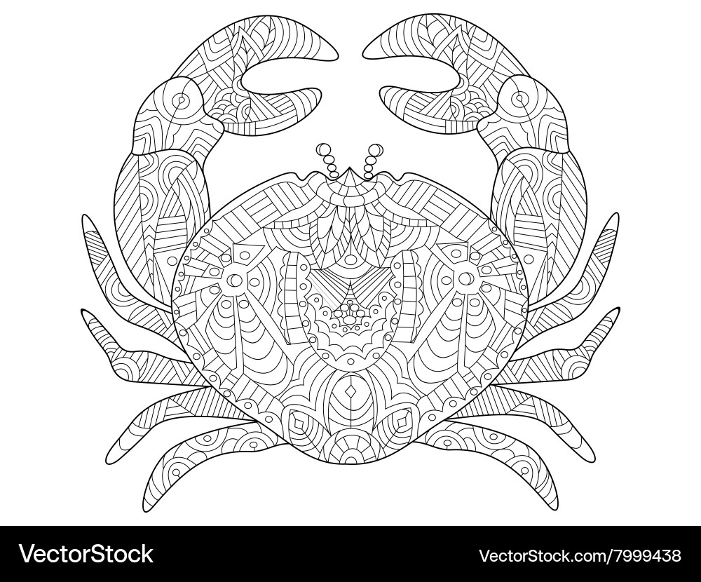 Crab Zentangle Coloring Page Royalty Free Vector Image