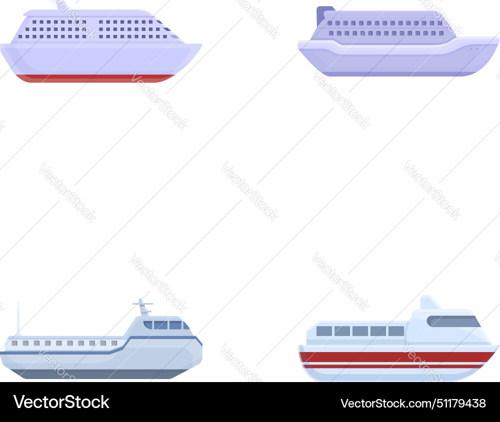 Ferry icons set cartoon various passenger Vector Image