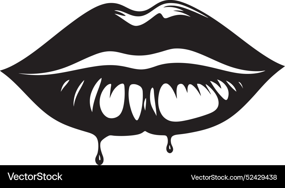 Glamour black lips compositionbold strokes Vector Image