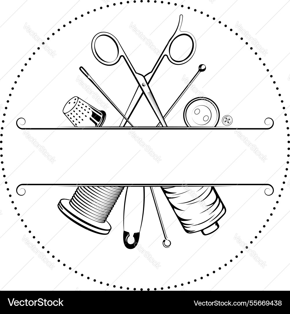 Needle and thread scissors sewing accessories Vector Image