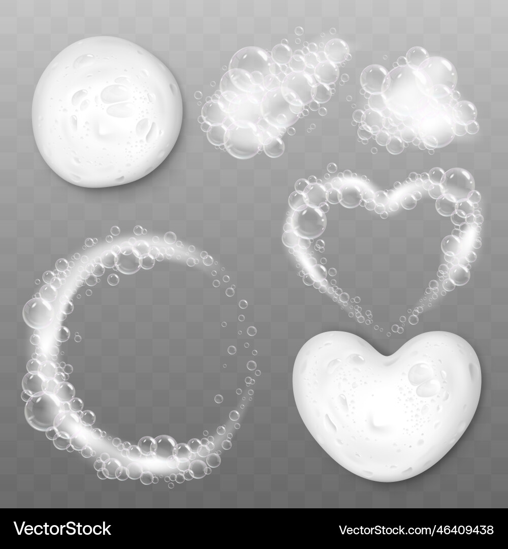 Realistic shampoo foam cleanser foaming white Vector Image