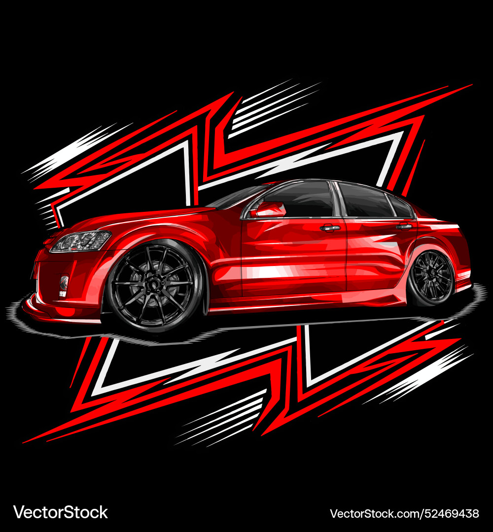 Red drag racing car with white strip Royalty Free Vector