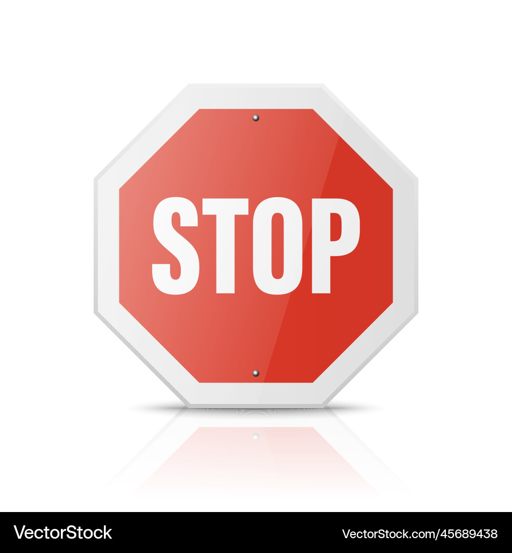 Red octagonal glossy prohibition stop sign Vector Image