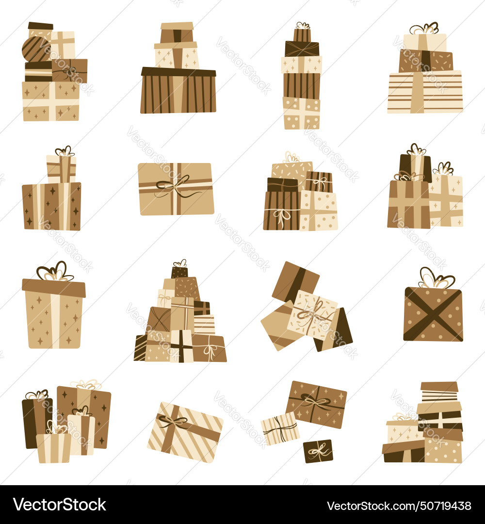 Set of simple craft gift boxes Royalty Free Vector Image