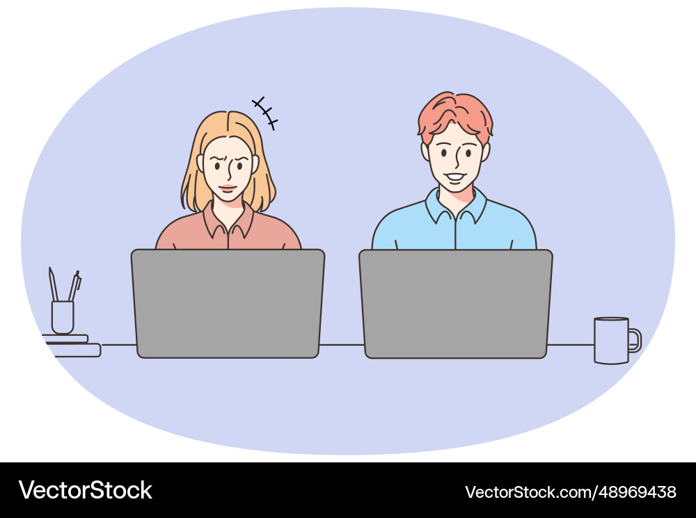 Unfriendly colleague at office Royalty Free Vector Image