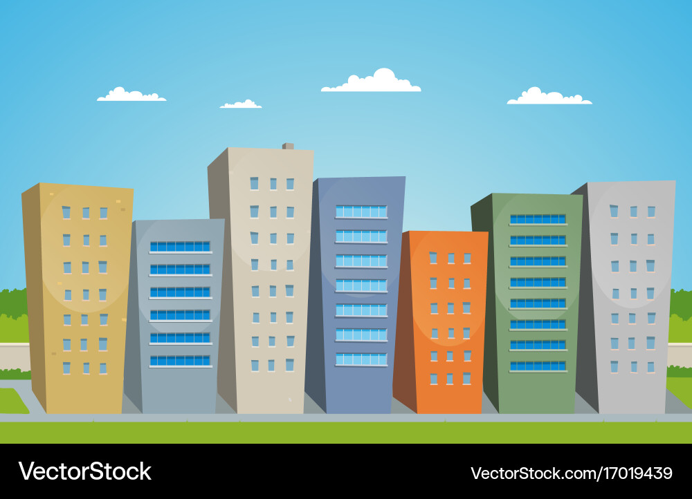 Cartoon buildings Royalty Free Vector Image - VectorStock