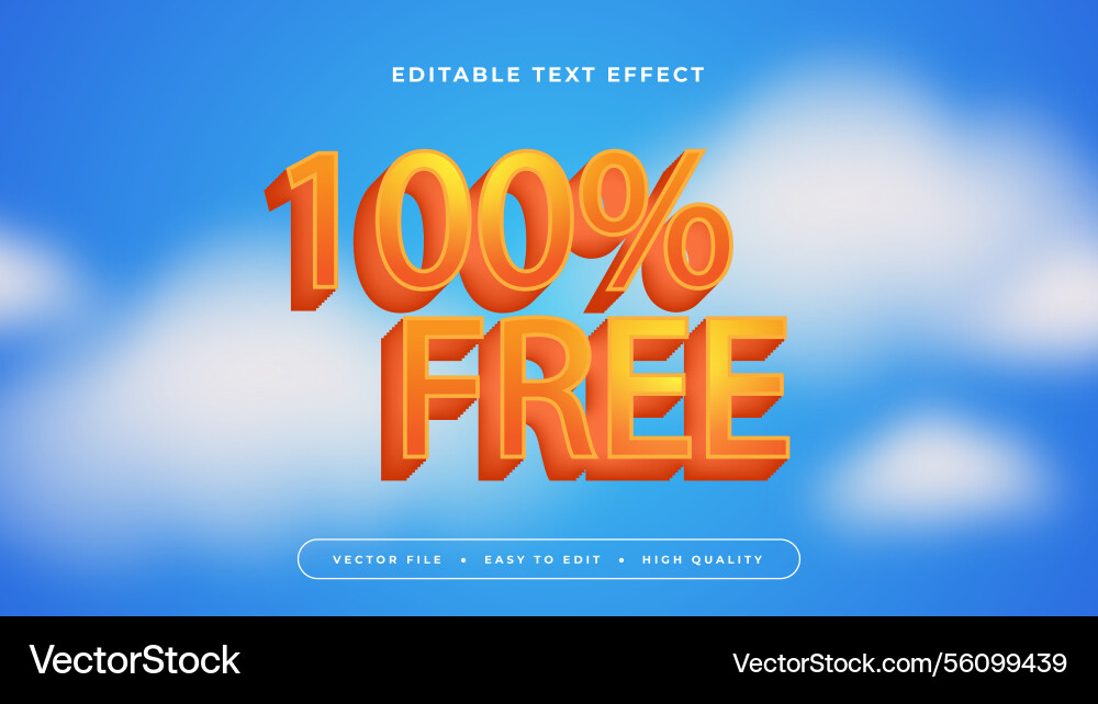 Orange blue and white 100 persen free 3d editable Vector Image