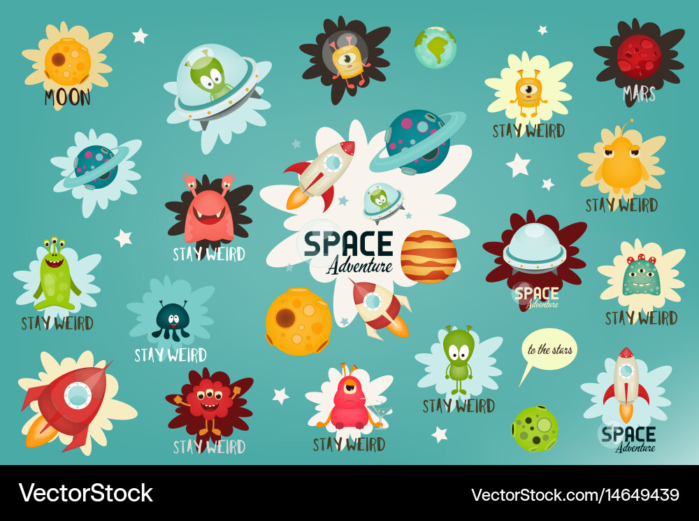 Space labels set Royalty Free Vector Image - VectorStock