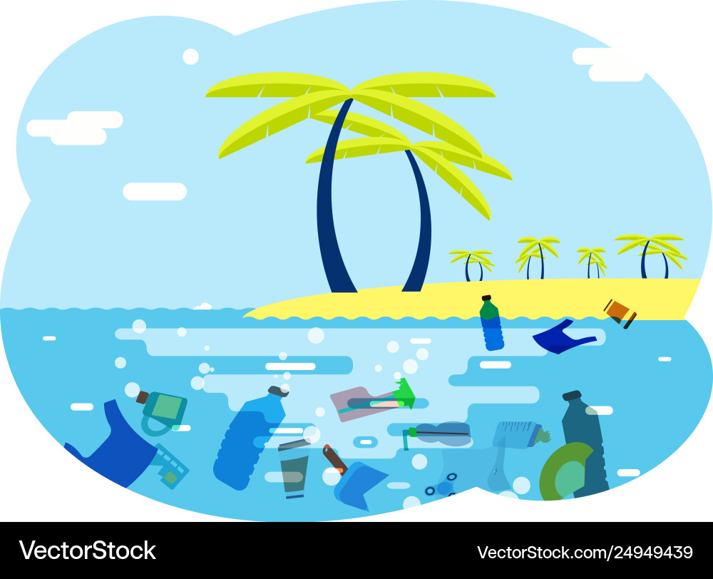 Water resources ocean sea trash polluted dirty Vector Image