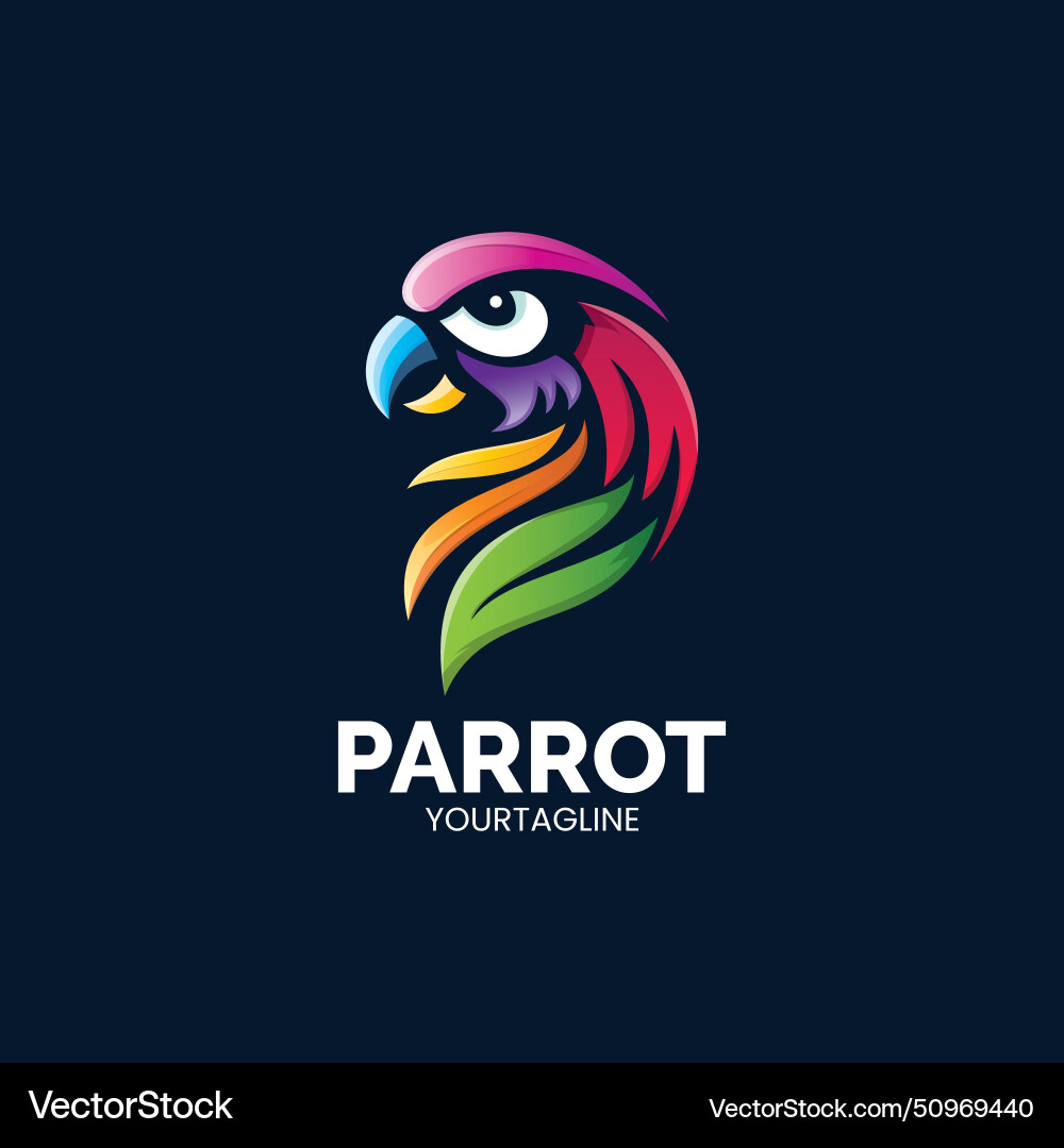 Beautiful gradient parrot logo design Royalty Free Vector