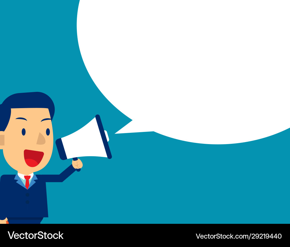 Cute man shouting in megaphone concept business Vector Image