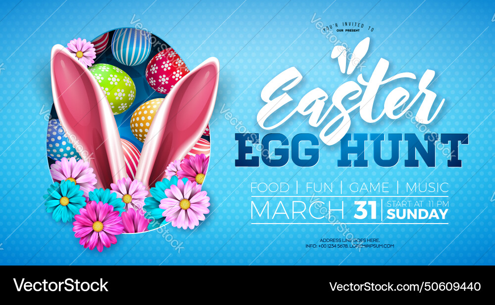 Easter egg hunt with painted eggs Royalty Free Vector Image