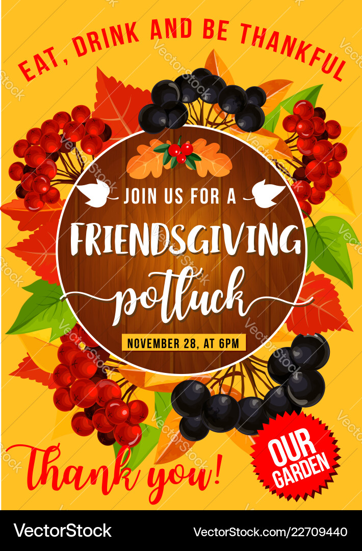 Friendsgiving Autumn Potluck Royalty Free Vector Image