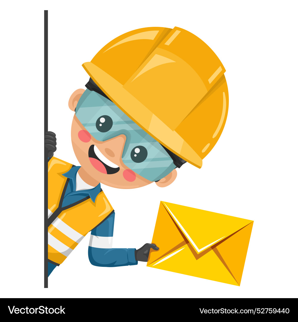 Industrial engineer with reflective vest peeking Vector Image