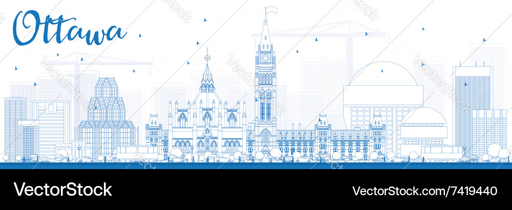 Outline ottawa skyline with blue buildings Vector Image