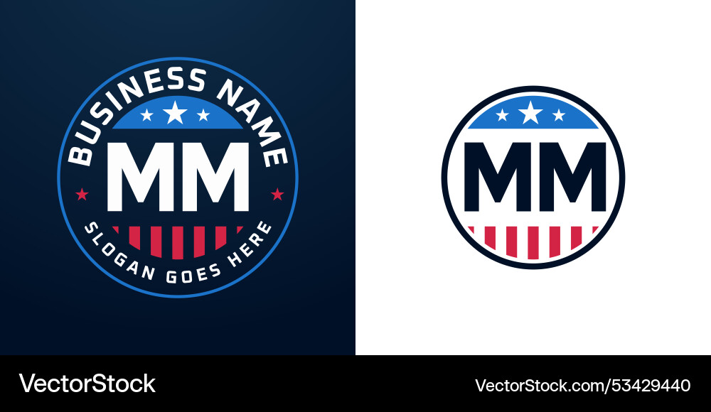 Patriotic mm logo design letter Royalty Free Vector Image