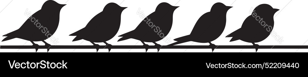 Perched pals cartoon birds on wire logo emblem Vector Image