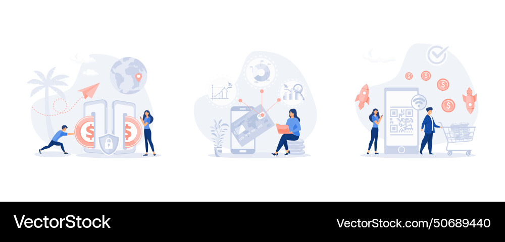 Pos-terminal and payment systems transfers money Vector Image