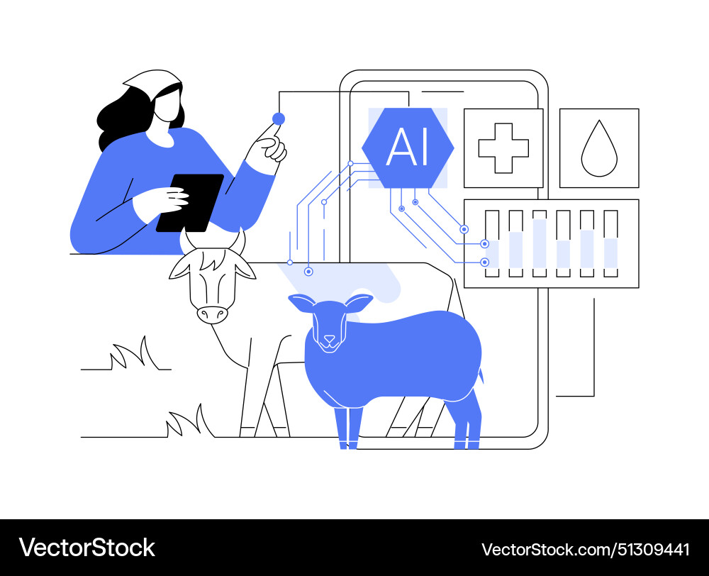 Ai-streamlined livestock management abstract Vector Image