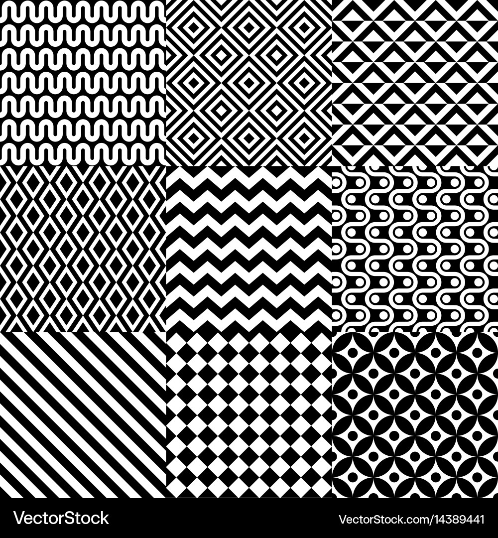 Black and White Geometric Pattern Set Royalty Free Vector