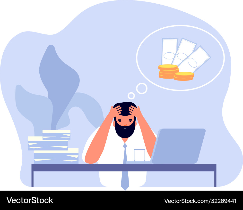 Financial problem businessman headache business Vector Image