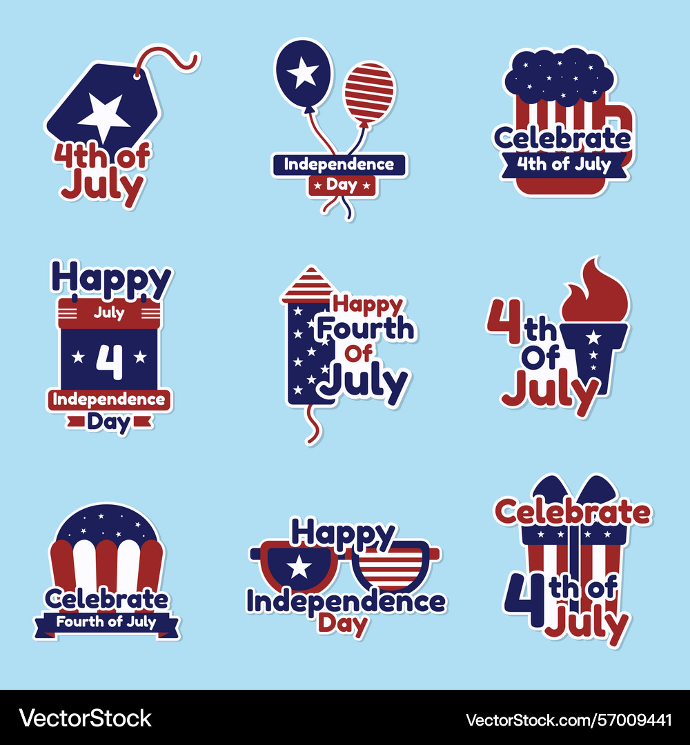 Fourth of july sticker design set Royalty Free Vector Image