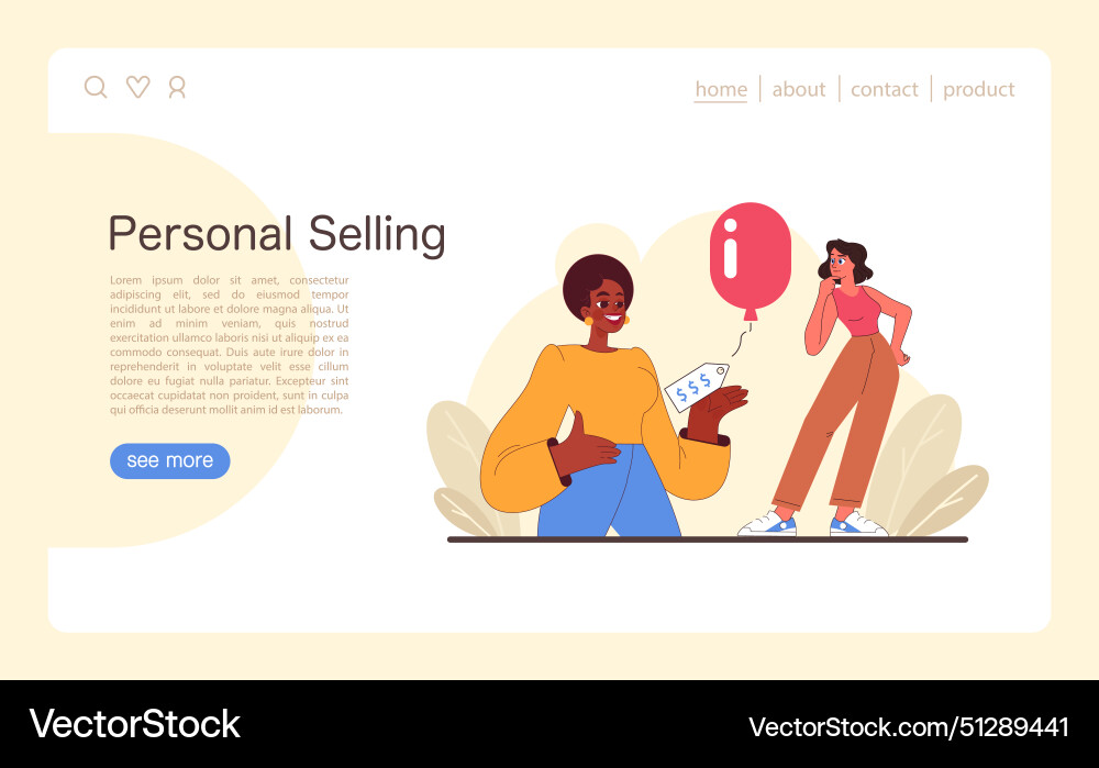 Personal selling concept flat Royalty Free Vector Image