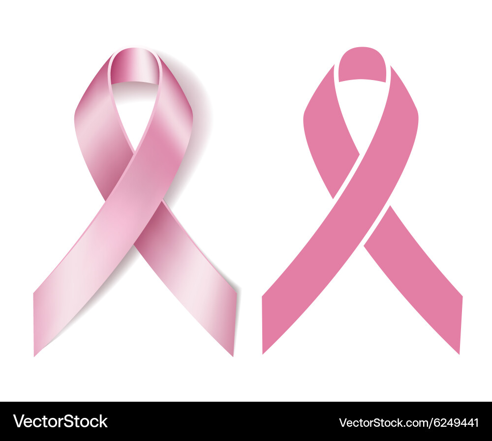 Realistic pink ribbon isolated on white Royalty Free Vector