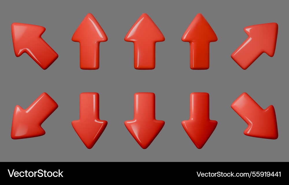 Vibrant of 3d red arrows Royalty Free Vector Image