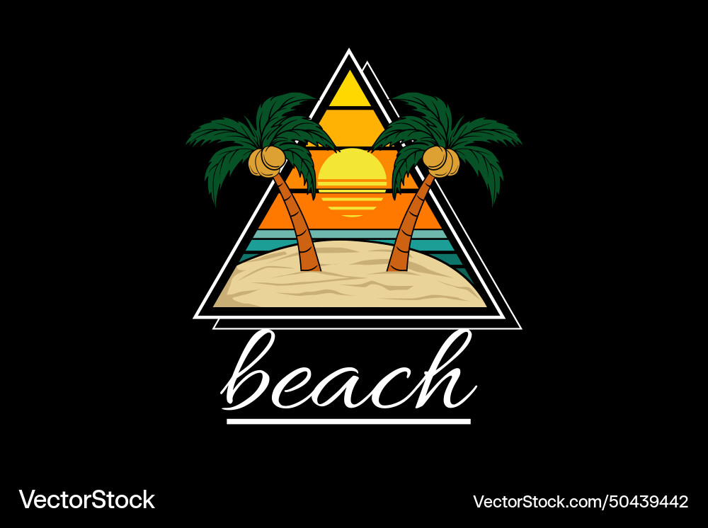 Beach retro vintage landscape design Royalty Free Vector