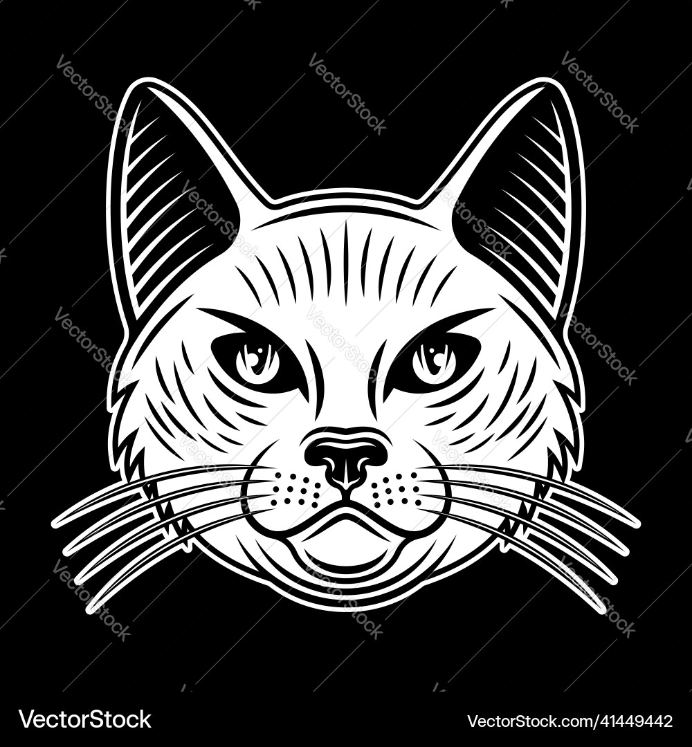 Cat head in vintage style Royalty Free Vector Image
