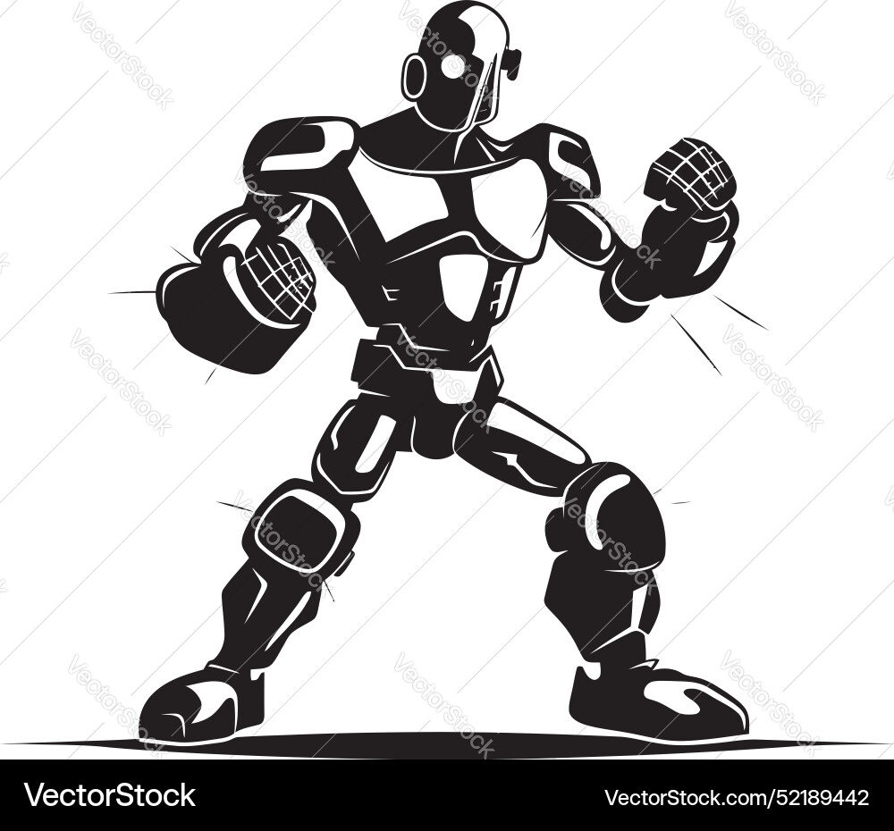 Circuit champion robot boxer black logo icon Vector Image