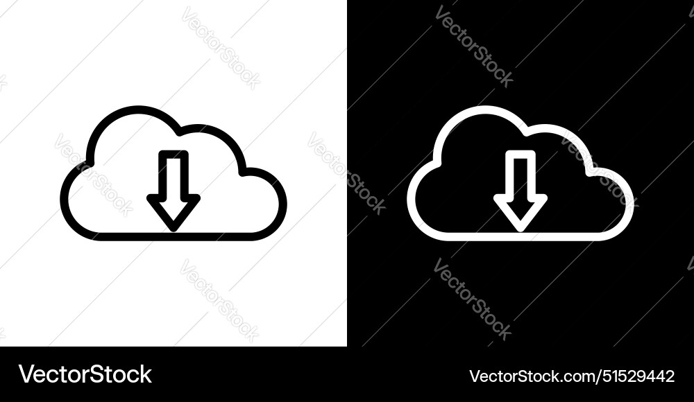 Cloud download icon set digital symbol Royalty Free Vector