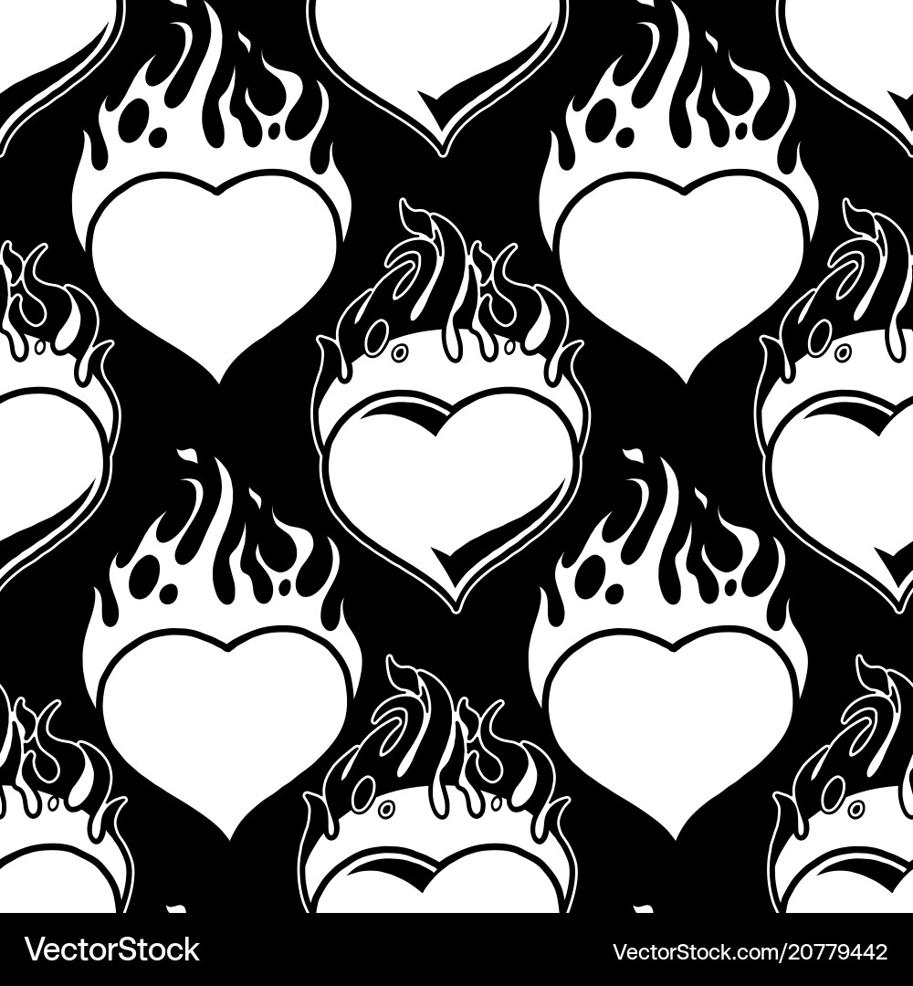 Flaming Heart Pattern Royalty Free Vector Image